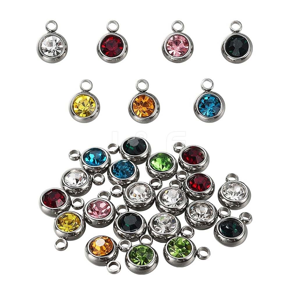 Wholesale 20Pcs 303 Stainless Steel Rhinestone Charms ...