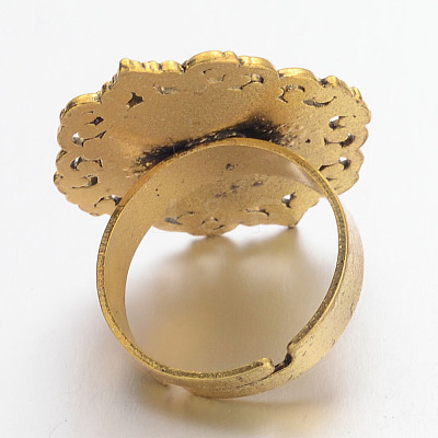 Wholesale Vintage Adjustable Iron Finger Ring Components Alloy Cabochon ...