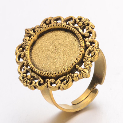 Wholesale Vintage Adjustable Iron Finger Ring Components Alloy Cabochon ...