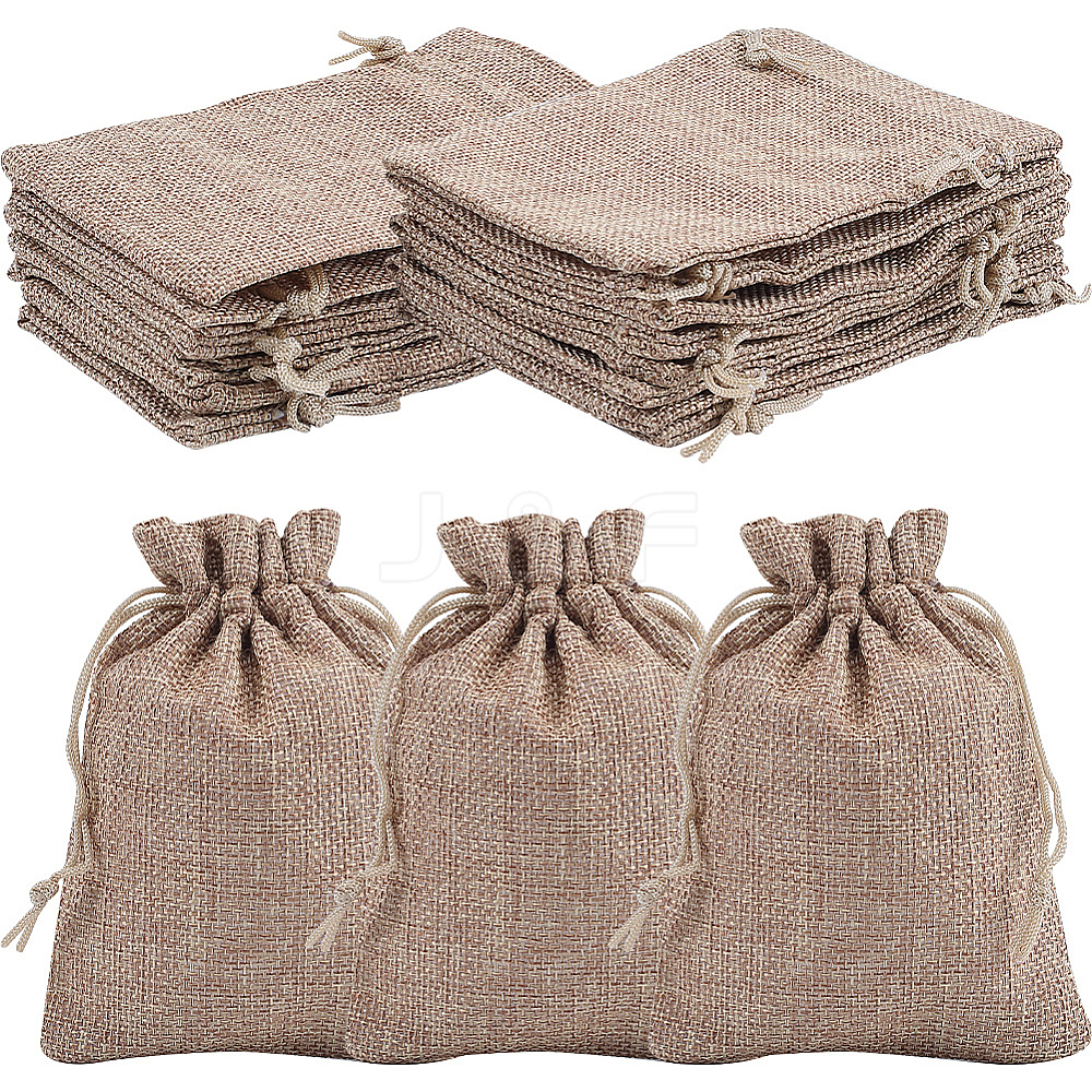 Wholesale Polyester Imitation Burlap Packing Pouches Drawstring Bags ...