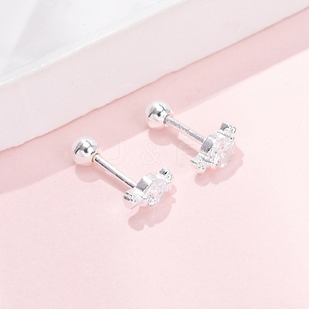 Candy 925 Sterling Silver Micro Pave Clear Cubic Zirconia Stud Earrings ...