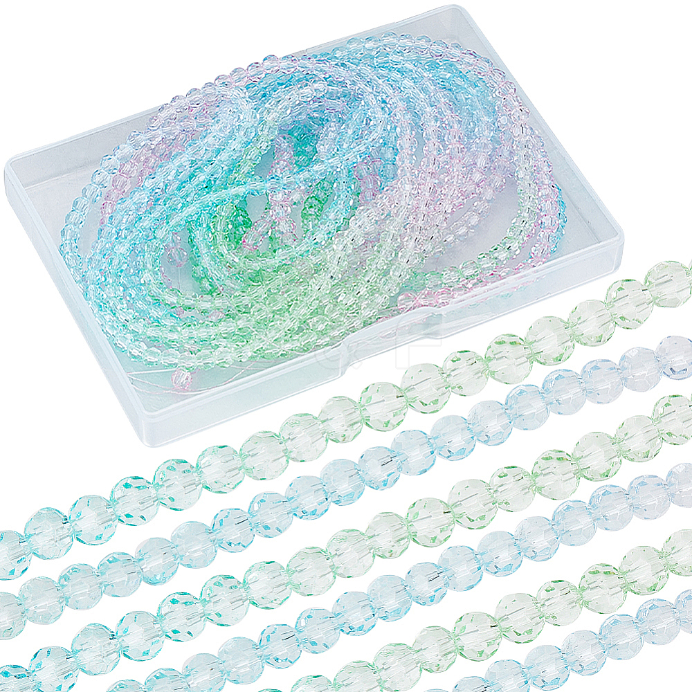 Wholesale 10 Strands Transparent Gradient Color Glass Beads Strands ...